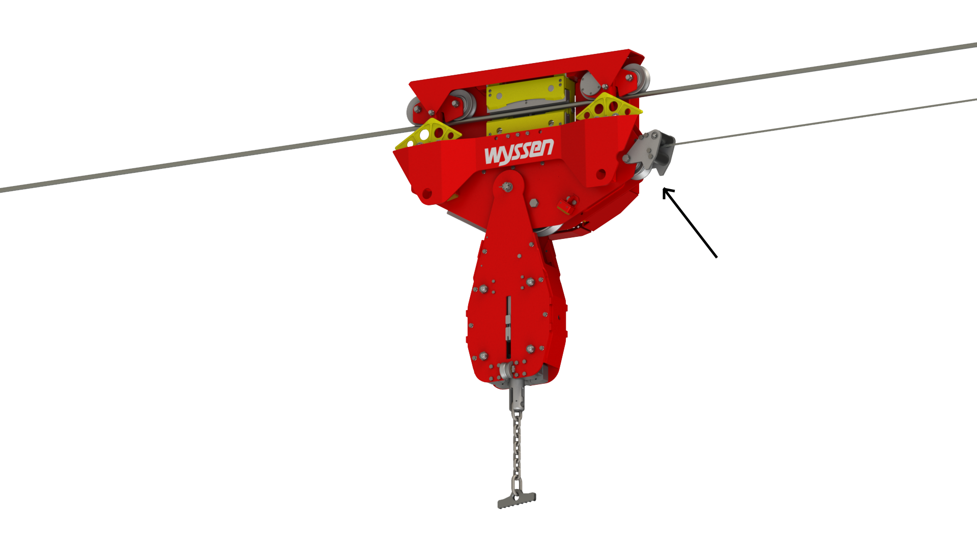 Carriage with trailer carriage and transport bar • Wyssen Seilbahnen AG